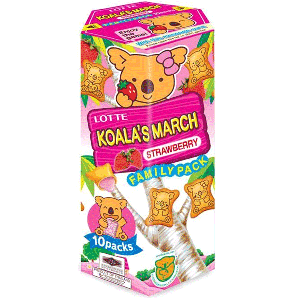 LOTTE Koala's March With Strawberry Cream Filling Bear Biscuits Family ...